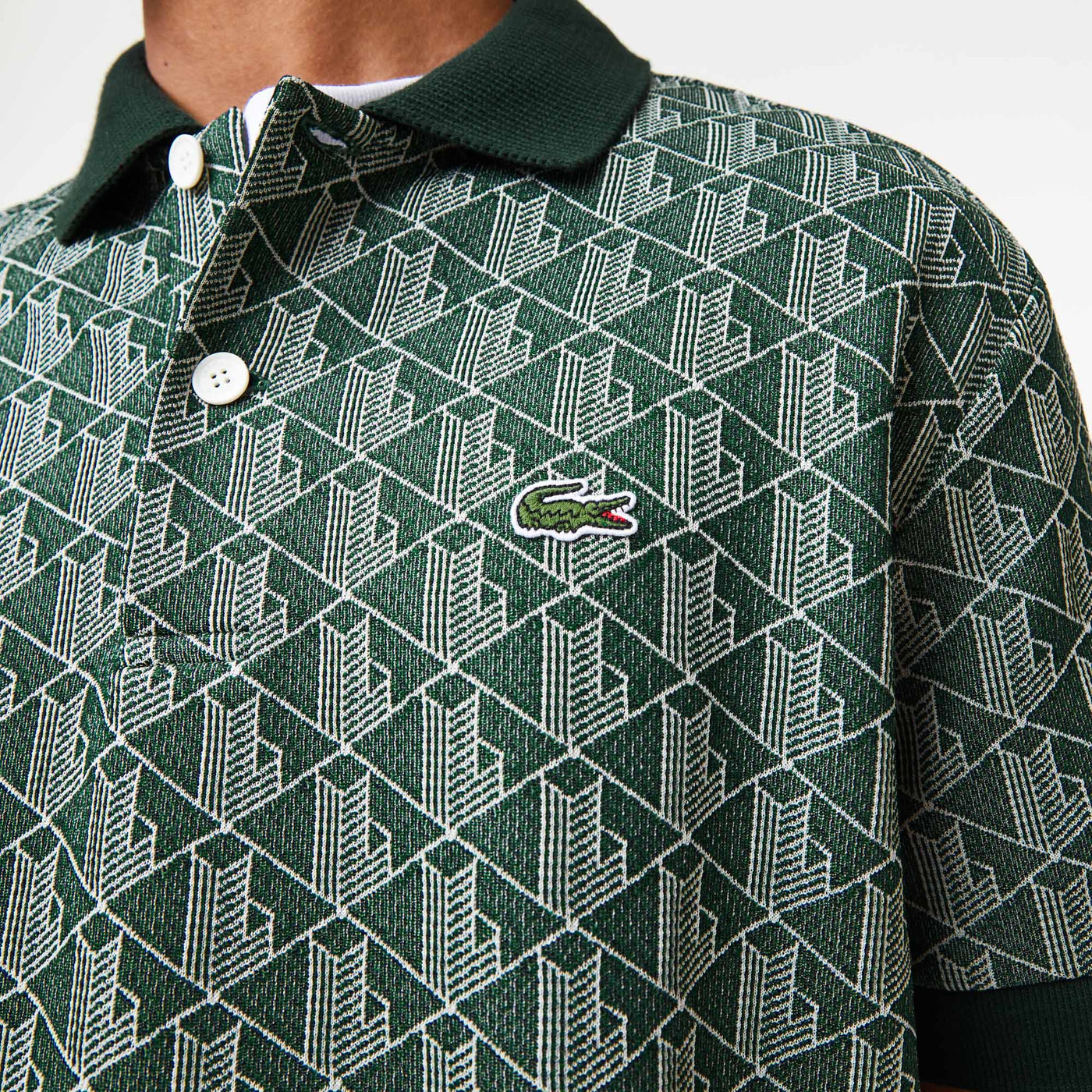 Lacoste Polo fit vert avec imprimé monogramme – Lothaire