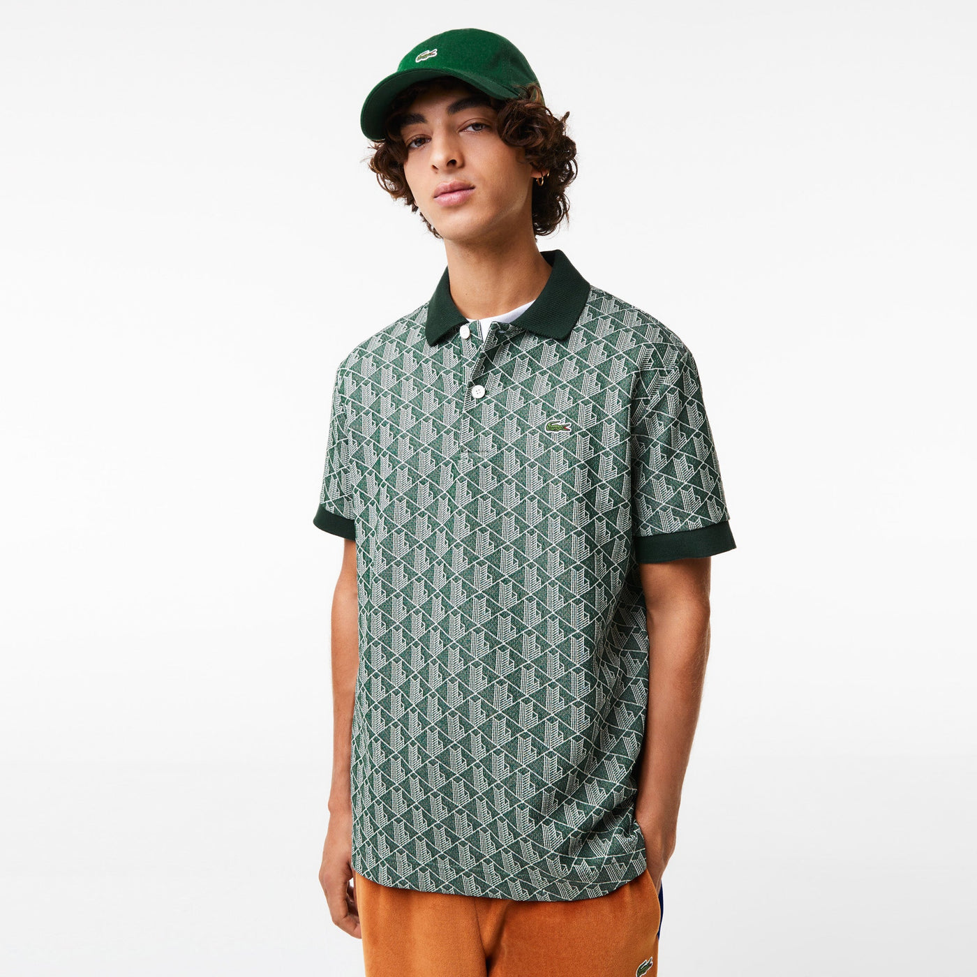 Lacoste Polo fit vert avec imprimé monogramme – Lothaire