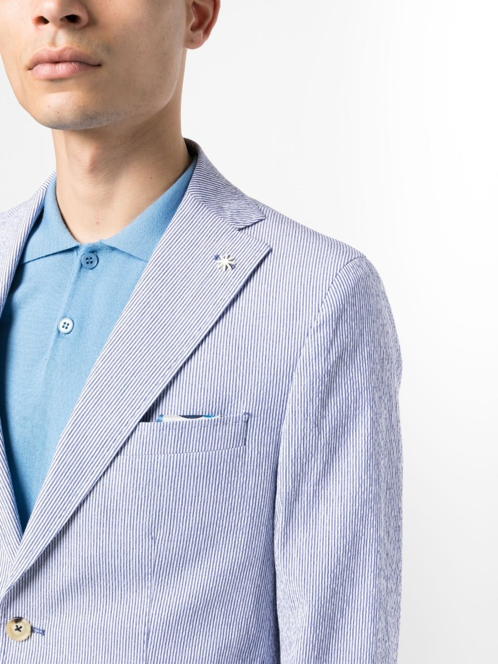 Manuel Ritz Blazer bleu boutonné à rayures – Lothaire